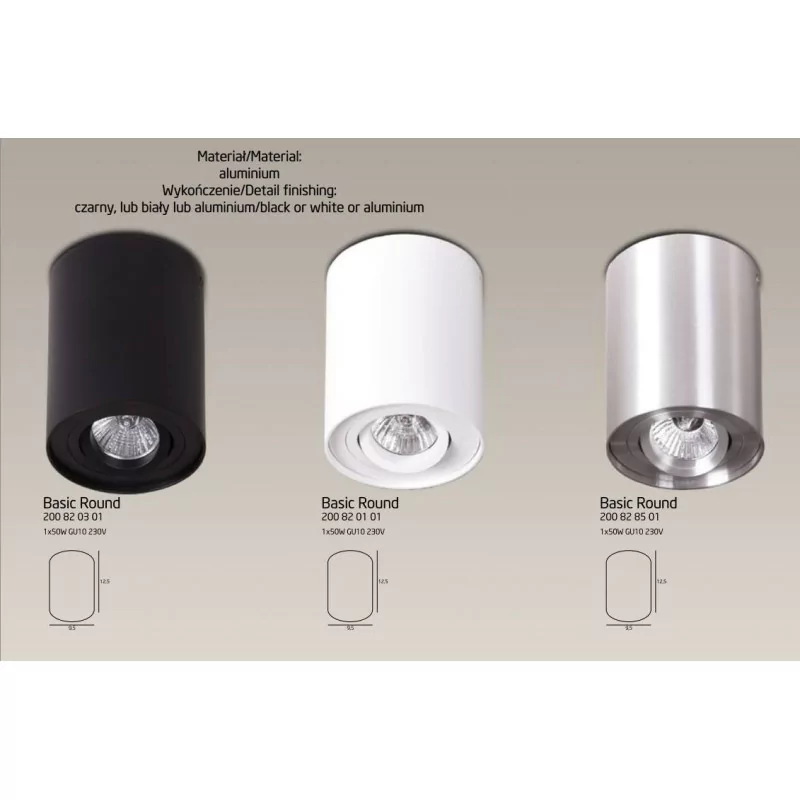 MAXlight Basic Round white, black, alu 230V