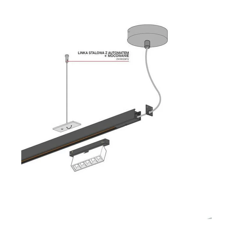 ST MULTITRACK STEEL CABLE WITH AUTOMATIC MACHINE + MOUNTING 1.9m suspended
