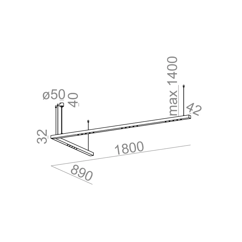 AQFORM LENS LINE 180x89 LC zwieszany 50468 lampa wisząca w formie L