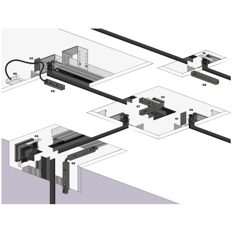 STUCCHI 48V Multisystem EVO 9500-ST5-E recessed magnetic track