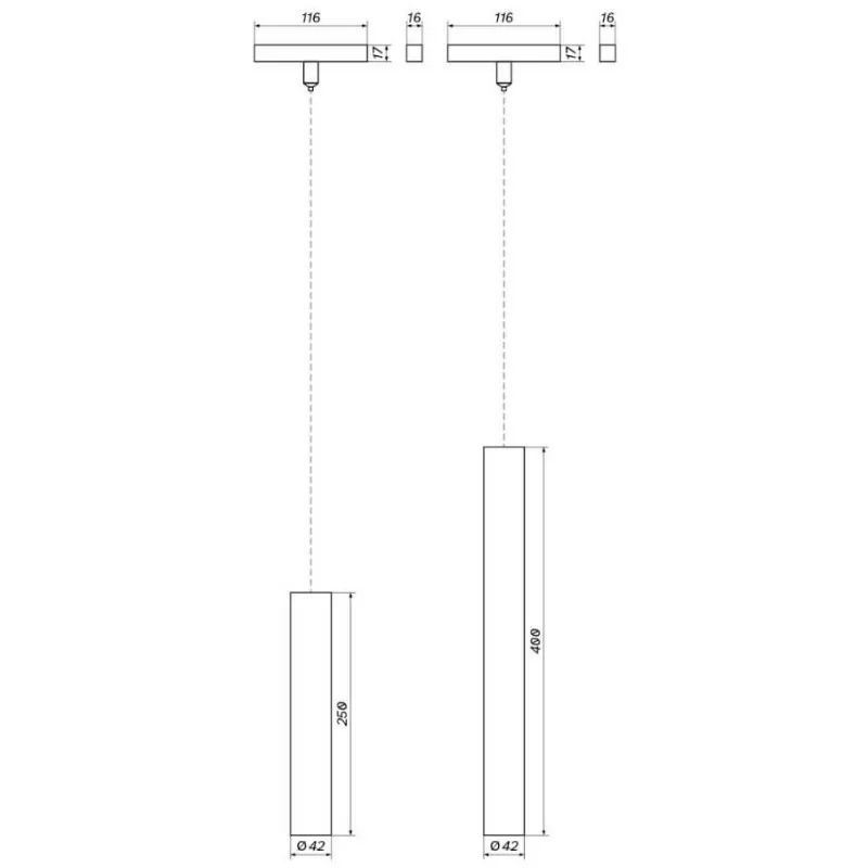 OXYLED T40 LV MULTILINE hanging tube LED white, black magnetic track