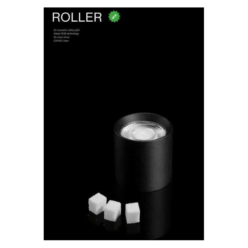 SLED ROLLER MINI surface-mounted LED lamp 5W 450lm, IP20 black, white tube