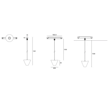 SLED MULTILINE GYRO LED hanging lamp 8W on 48V magnetic rails