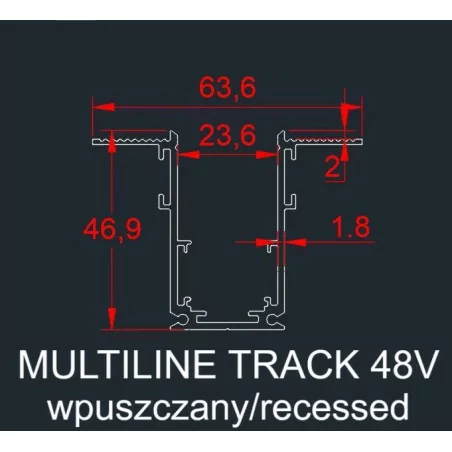 SLED MULTILINE trimless recessed magnetic track 12,5mm white, black