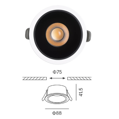 SLED recessed spotlight LED 7W white, black 3000K-4000K
